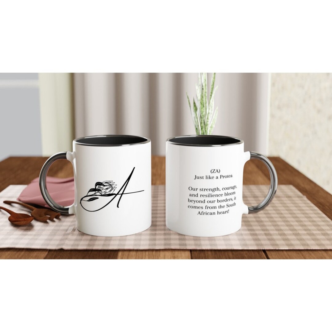 South African Pretty Protea Mug Strength, Courage, Resilience 325ml ...