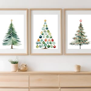 Christmas Tree Watercolor Print, Set of Six, Christmas Wall Art ...