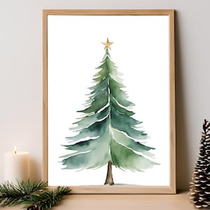 Christmas Tree Watercolor Print, Set of Six, Christmas Wall Art ...
