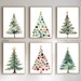 Christmas Tree Watercolor Print, Set of Six, Christmas Wall Art ...