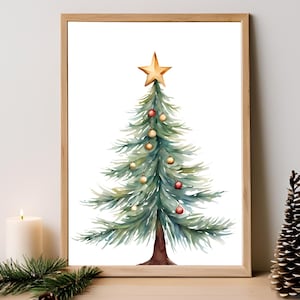 Christmas Tree Watercolor Print, Set of Six, Christmas Wall Art ...