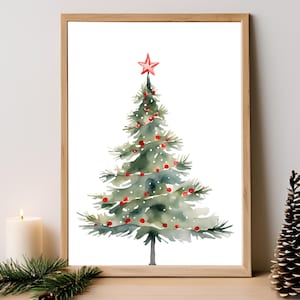 Christmas Tree Watercolor Print, Set of Six, Christmas Wall Art ...