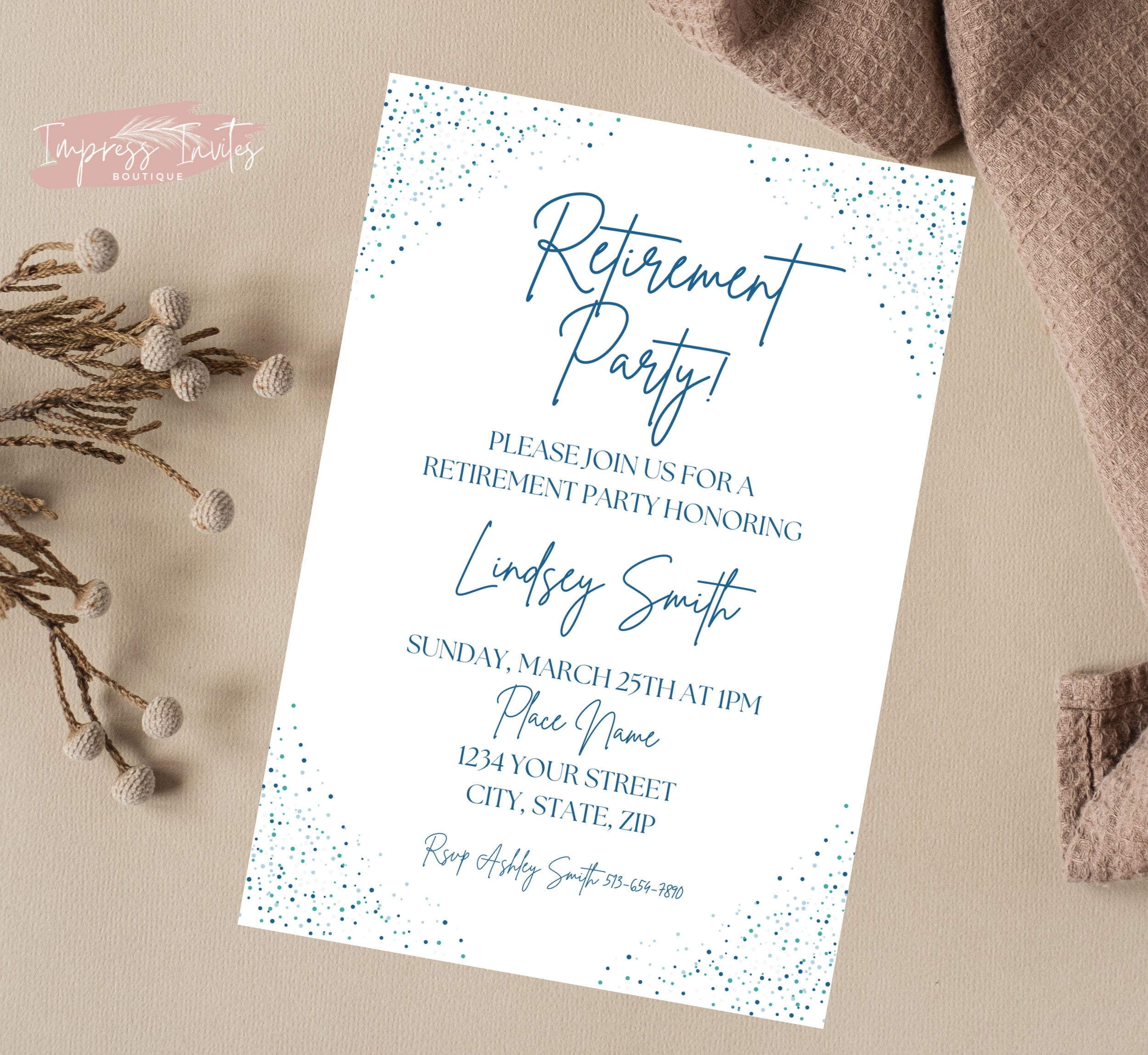 Retirement Party Invitation, Retirement Invitation, Retirement Invite ...