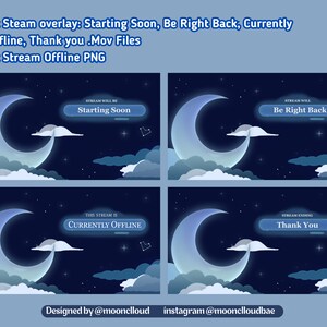 Animato Luna Celeste Nuvola Cielo Blu Etereo Twitch Overlay Screen ...