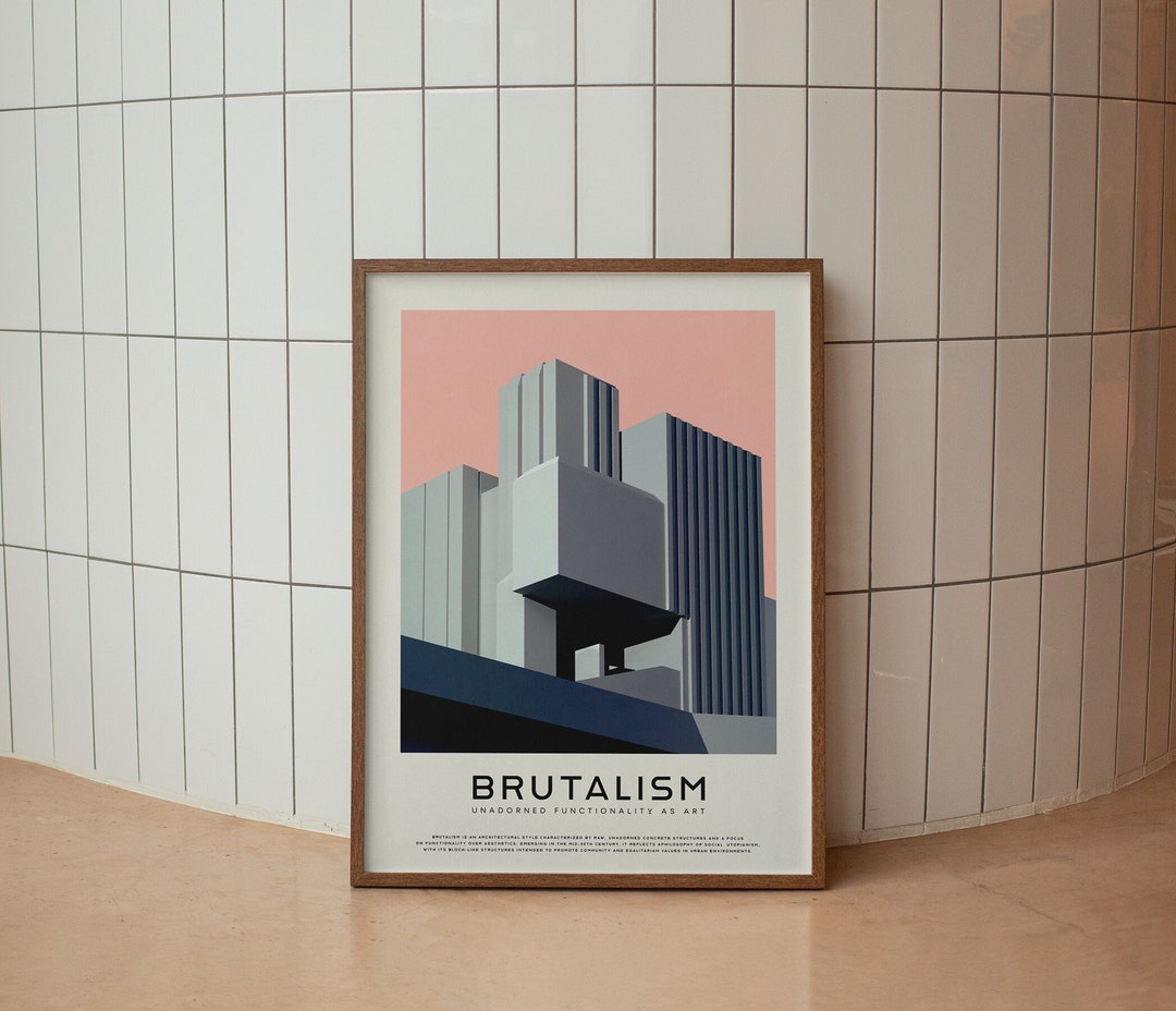 Brutalism Art Print, Mid-century Poster, Minimalist Wall Art, Brutalist Architecture Art Print ...