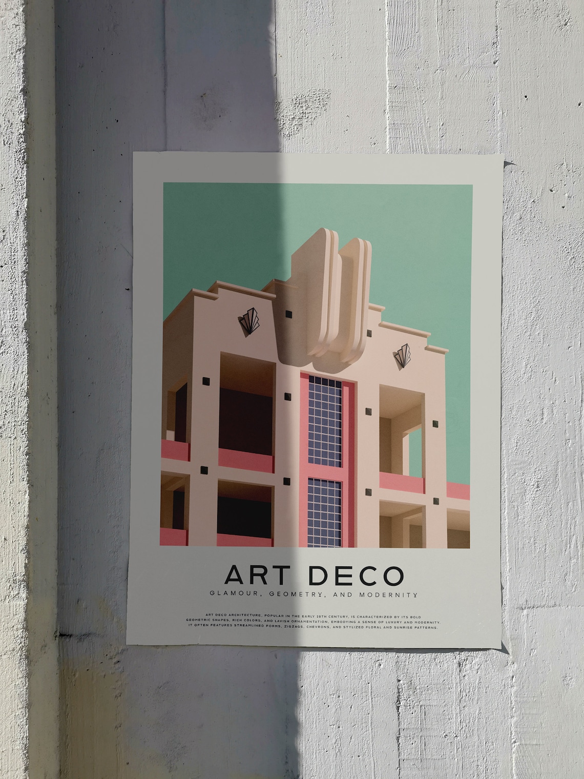 Art Deco Architecture Poster Print, Art Deco Poster, Minimalist Wall ...