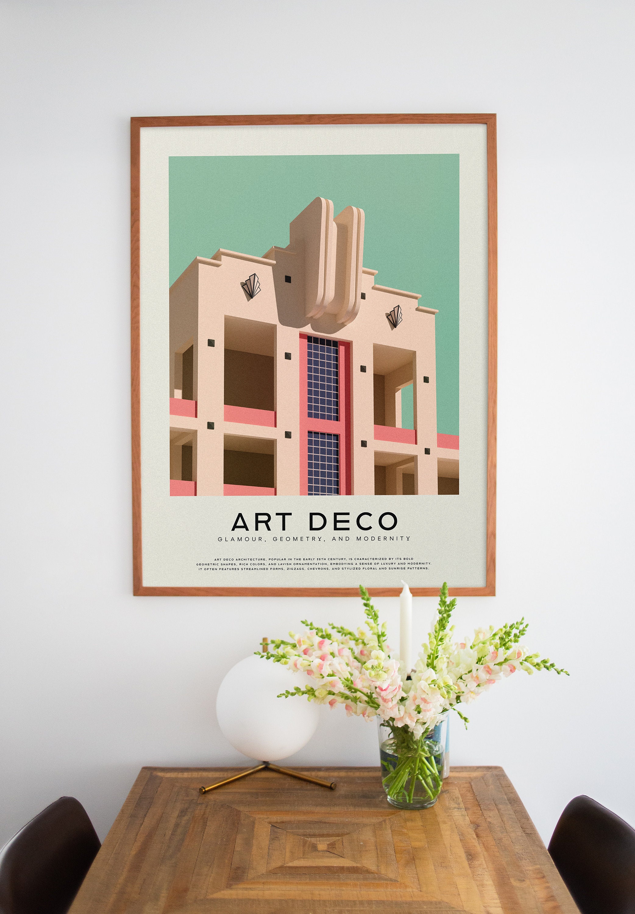 Art Deco Architecture Poster Print, Art Deco Poster, Minimalist Wall ...