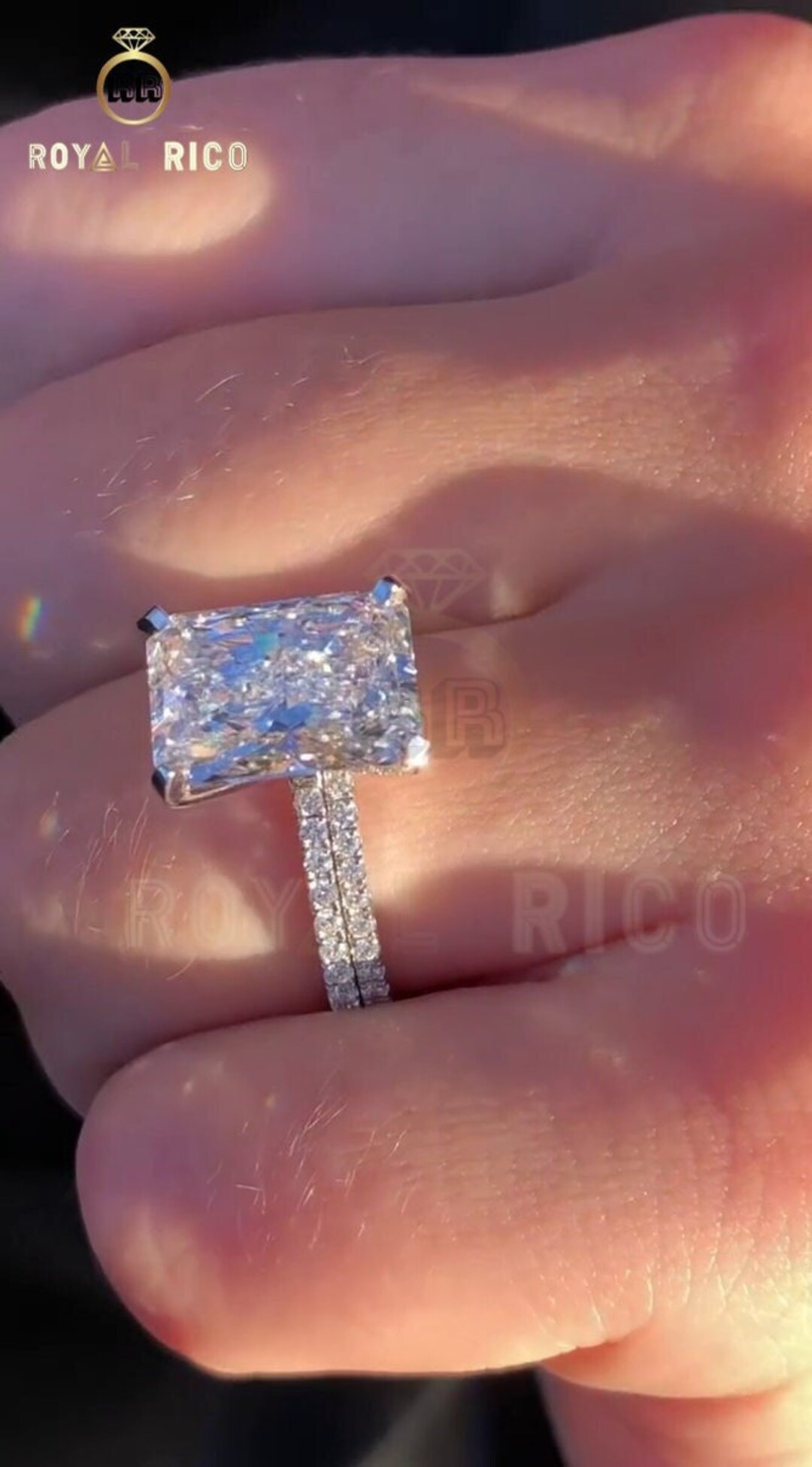 Wedding Ring Set, 3.50 Ct Radiant Cut Women Wedding Ring Set, 18K Solid ...