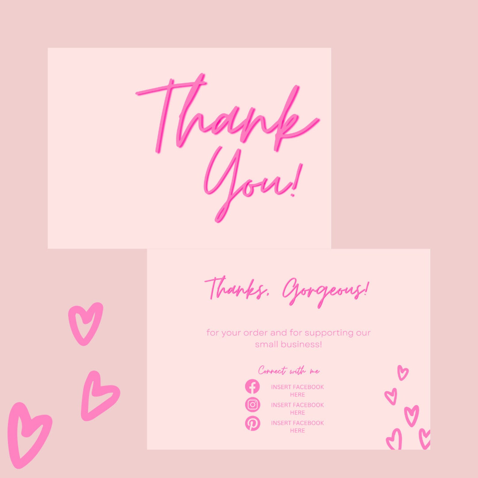 PRINTABLE AND EDITABLE Thanks, Gorgeous! Thank You Card Template - Etsy