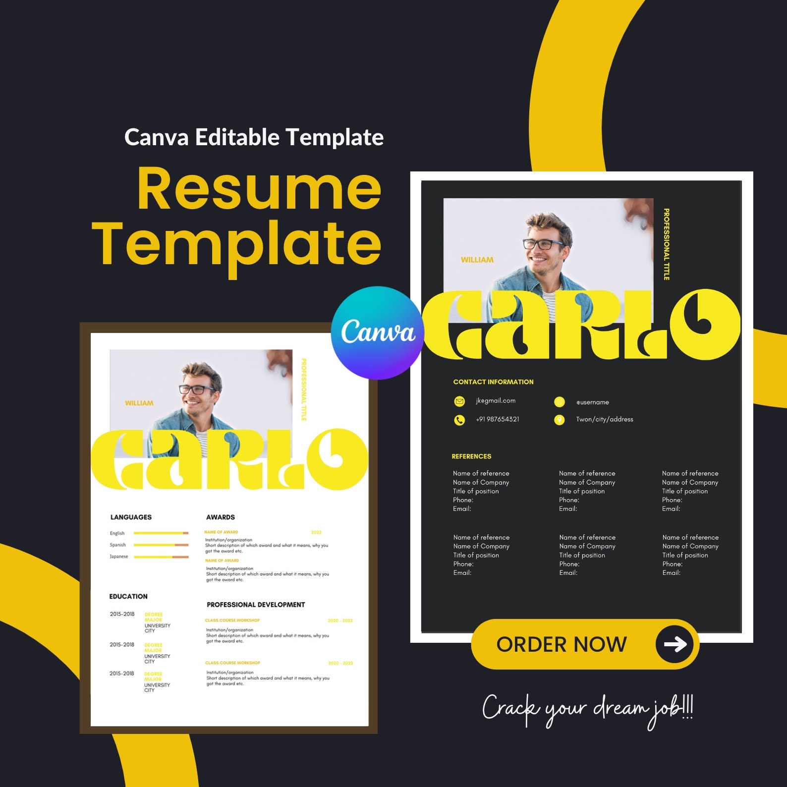 Executive Resume Template: Modern, Professional CV Design for Canva ...