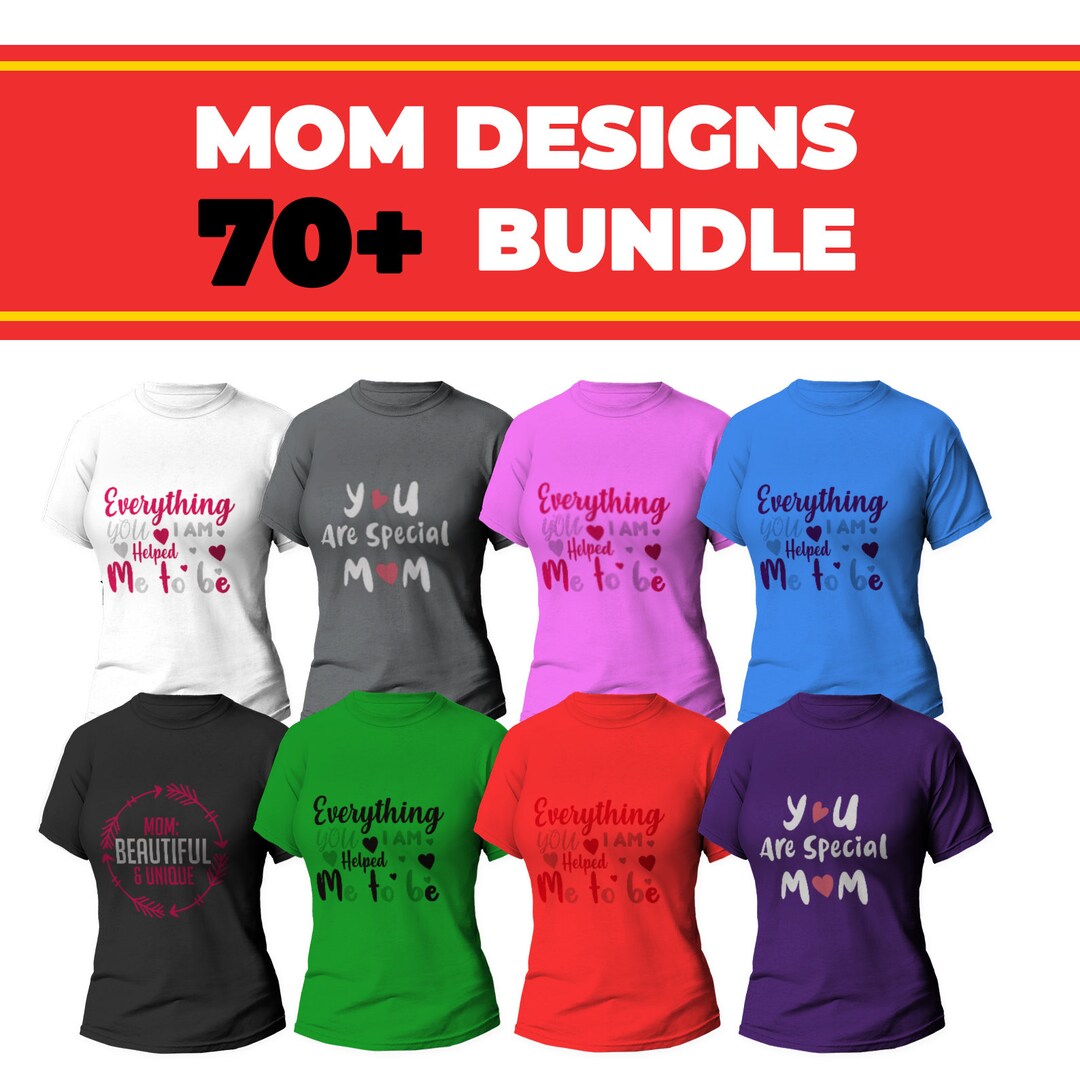 Mothers T-shirt Design Bundle: Mother's Day, Love You MOM Bundle - Dxf ...