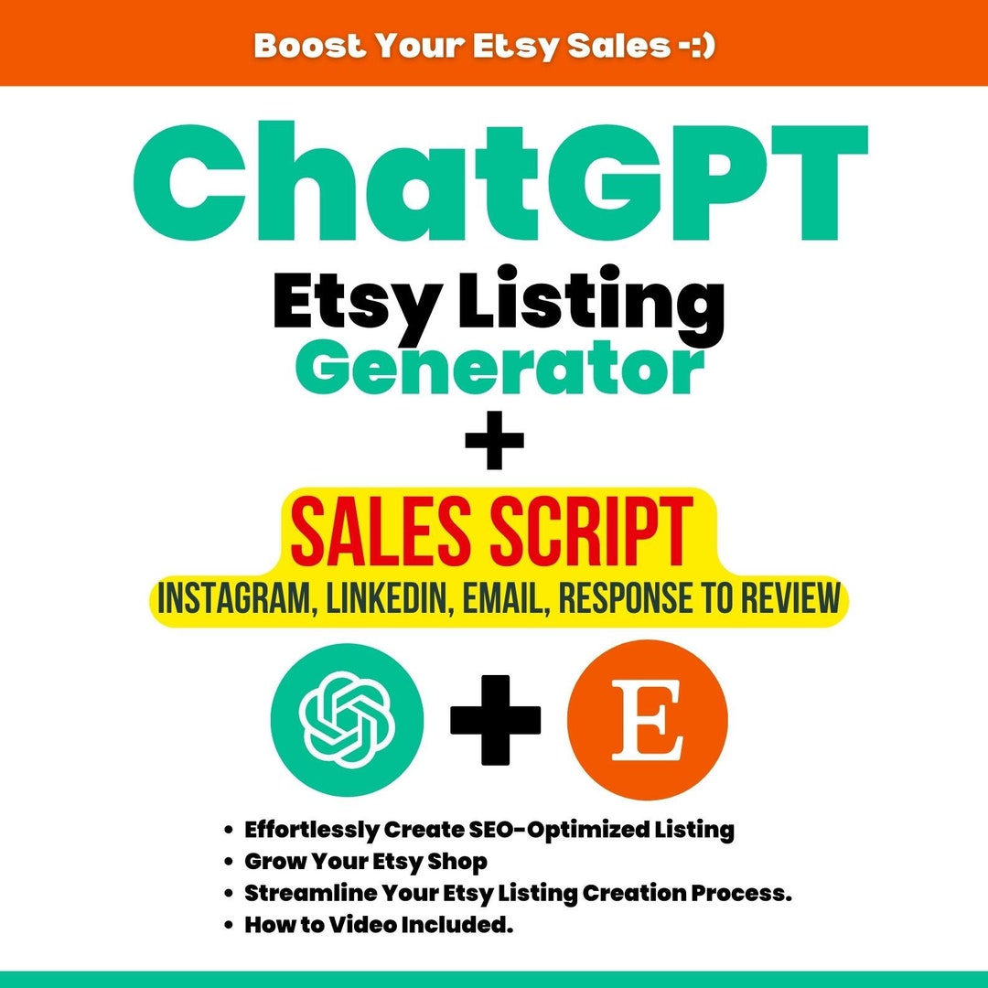 Chatgpt Etsy Listing Generator! Save Time, Boost Etsy SEO, and ...