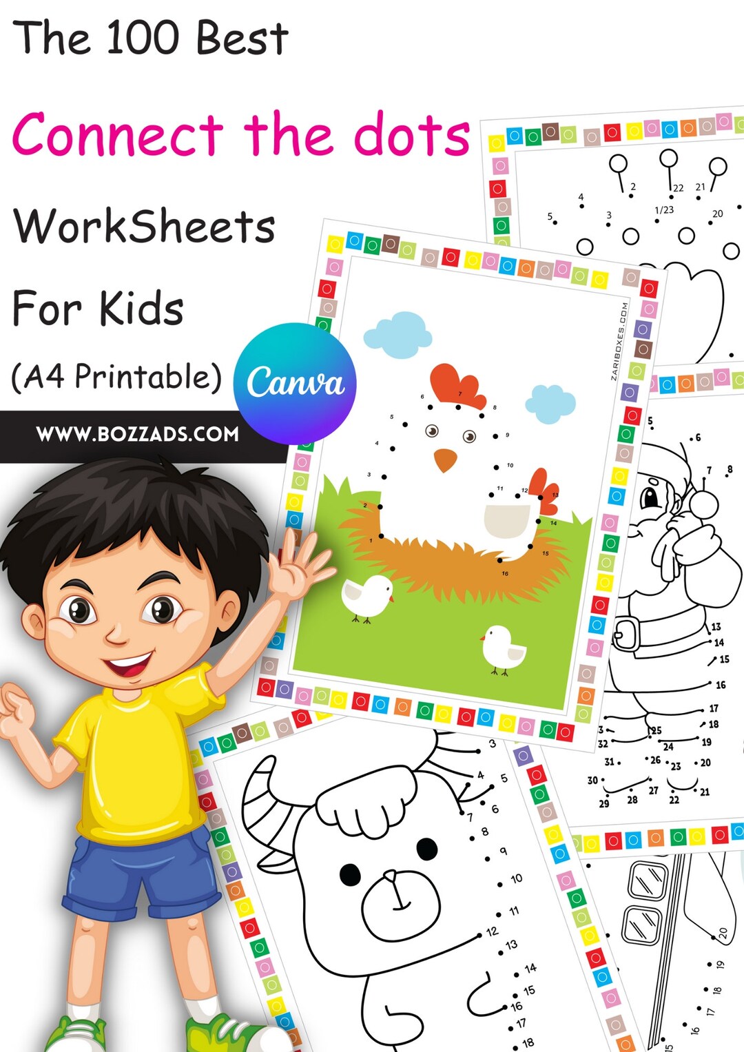 Connect the Dots Worksheet for Kids: Canva Templates for Toddler Fun ...
