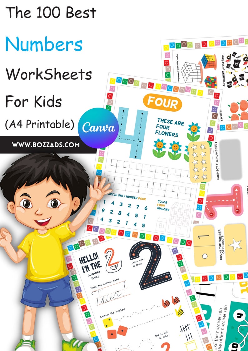 Numbers Worksheets for Kids: Engaging Toddler Learning With Canva ...