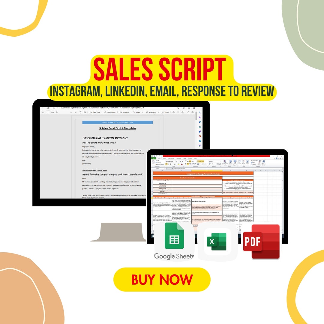 Sales Script Template For Sales Trainning For Email Sales Etsy