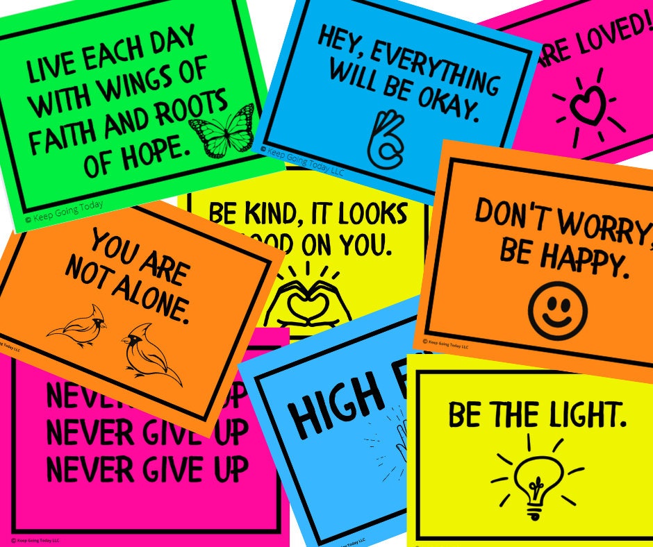 Positive Vibes Cards:inspirational Messages Encouragement Kids Teens ...