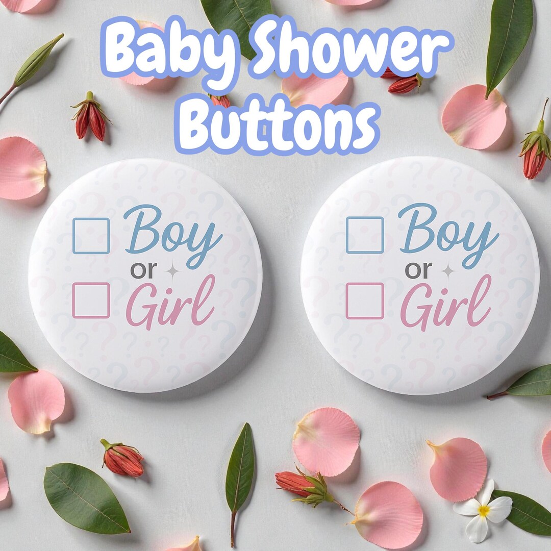 Choose Team Girl or Team Boy Buttons Baby Shower & Gender Reveal Party ...