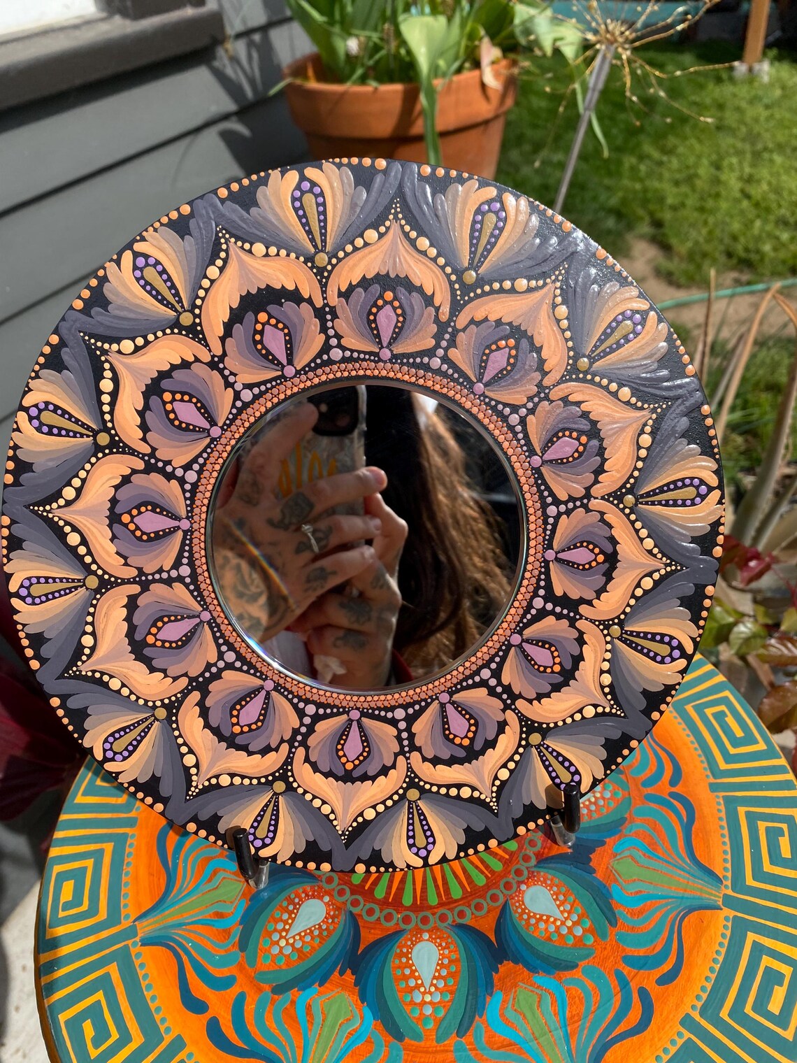 9 Inch Original Painted Mirror Mandala - Etsy