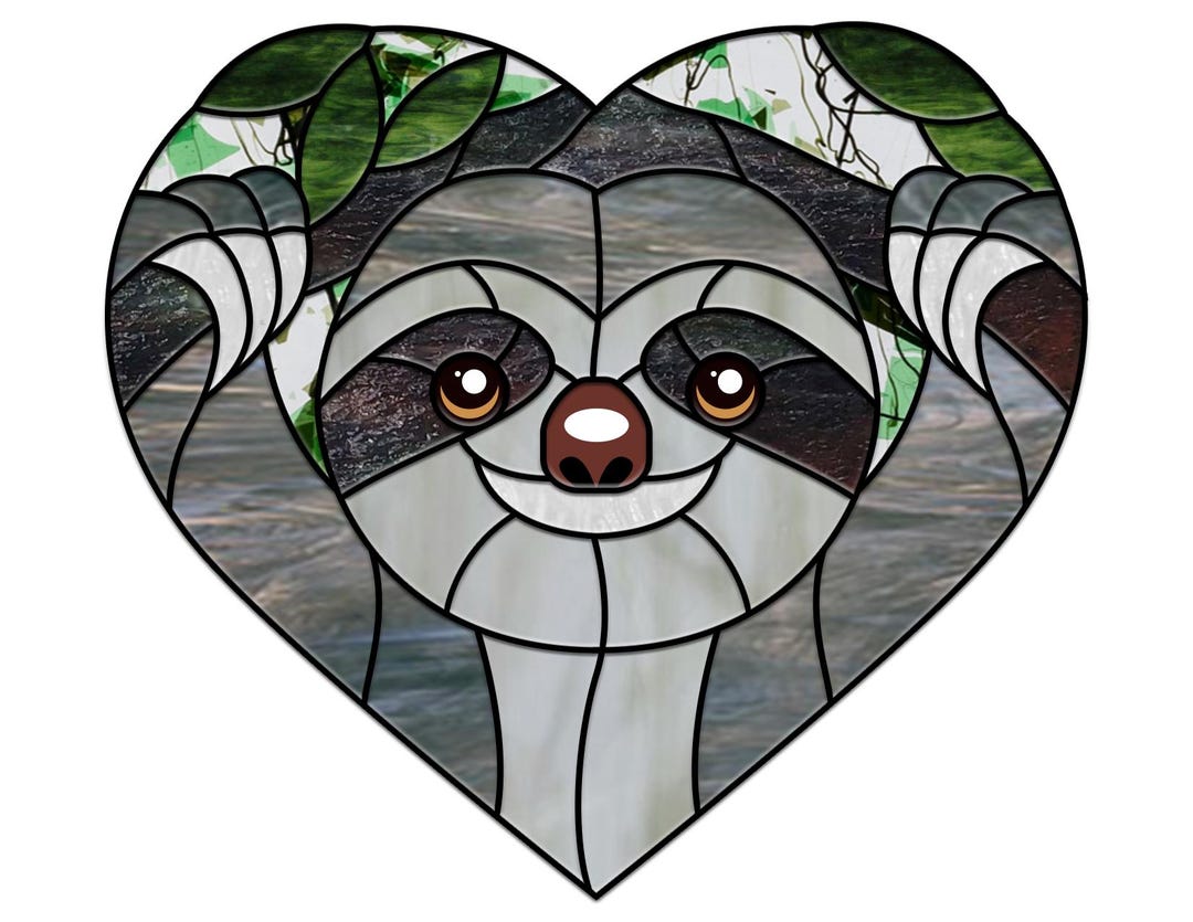 SLOTH - Stained Glass Pattern - #37 in the "animals of the Heart ...