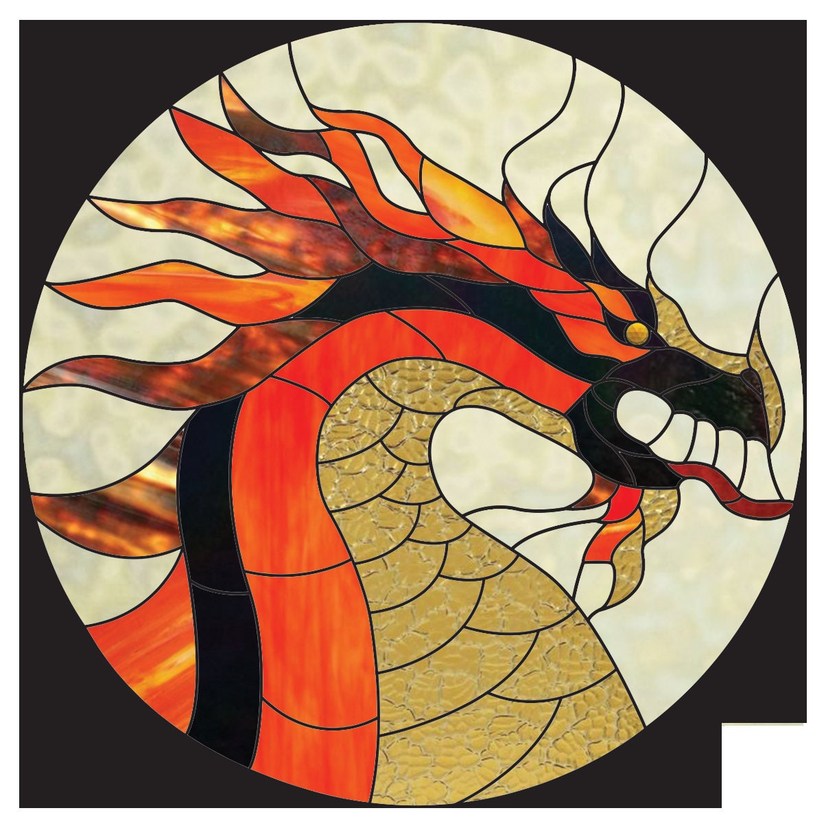Screaming Dragon Stained Glass Pattern - 8 Inch PDF Download to Scale ...