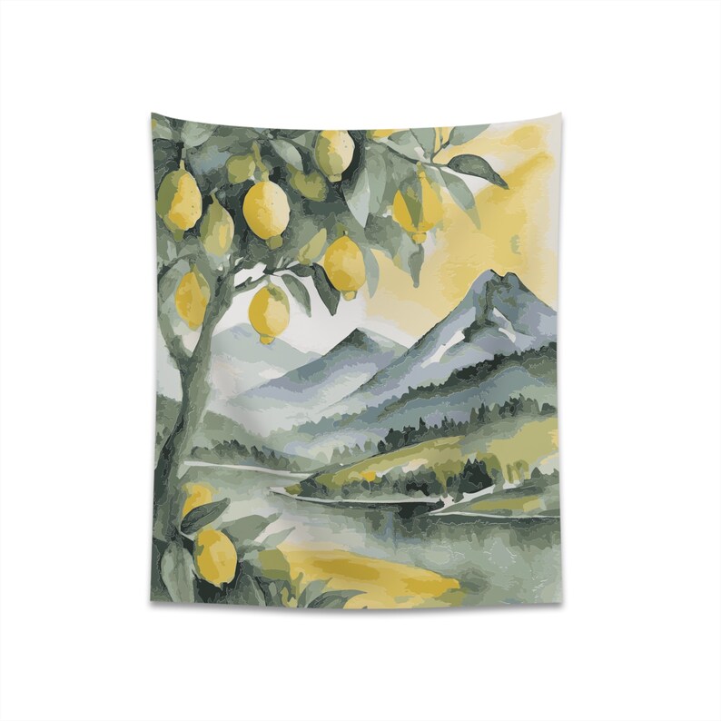 Lemon Tree Watercolor Effect Printed Wall Tapestry - Etsy