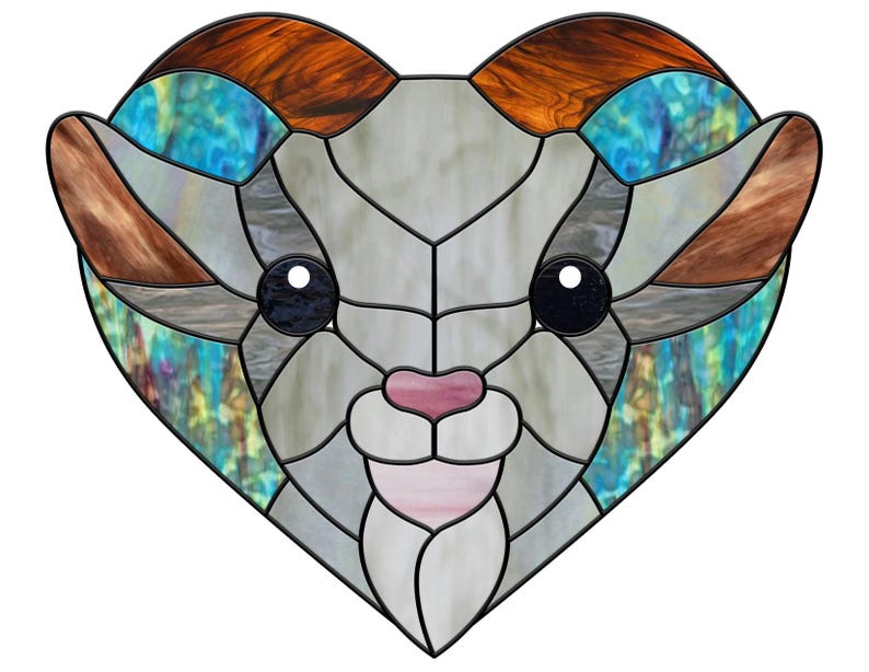 GOAT - Stained Glass Pattern - #1 "animals of the Heart" Series by ...