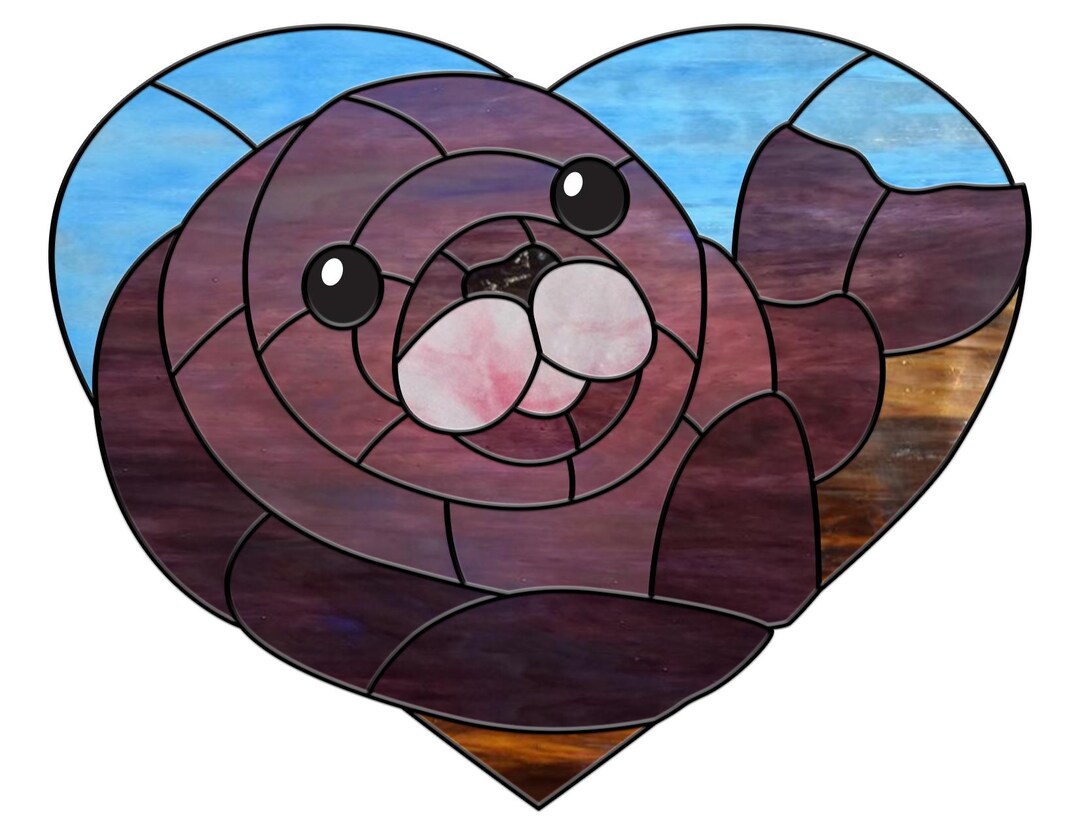 MANATEE - Stained Glass Pattern - #11 in the "animals of the Heart ...