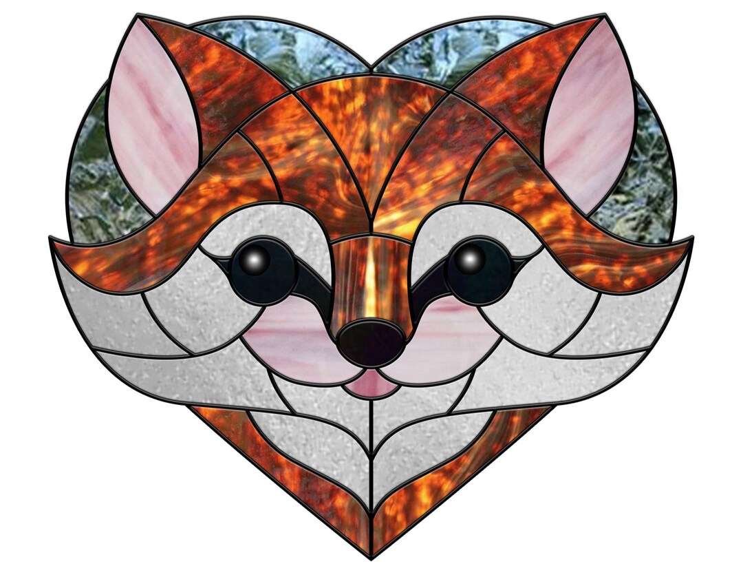 FOX - Stained Glass Pattern - #3 "animals of the Heart" Series by ...