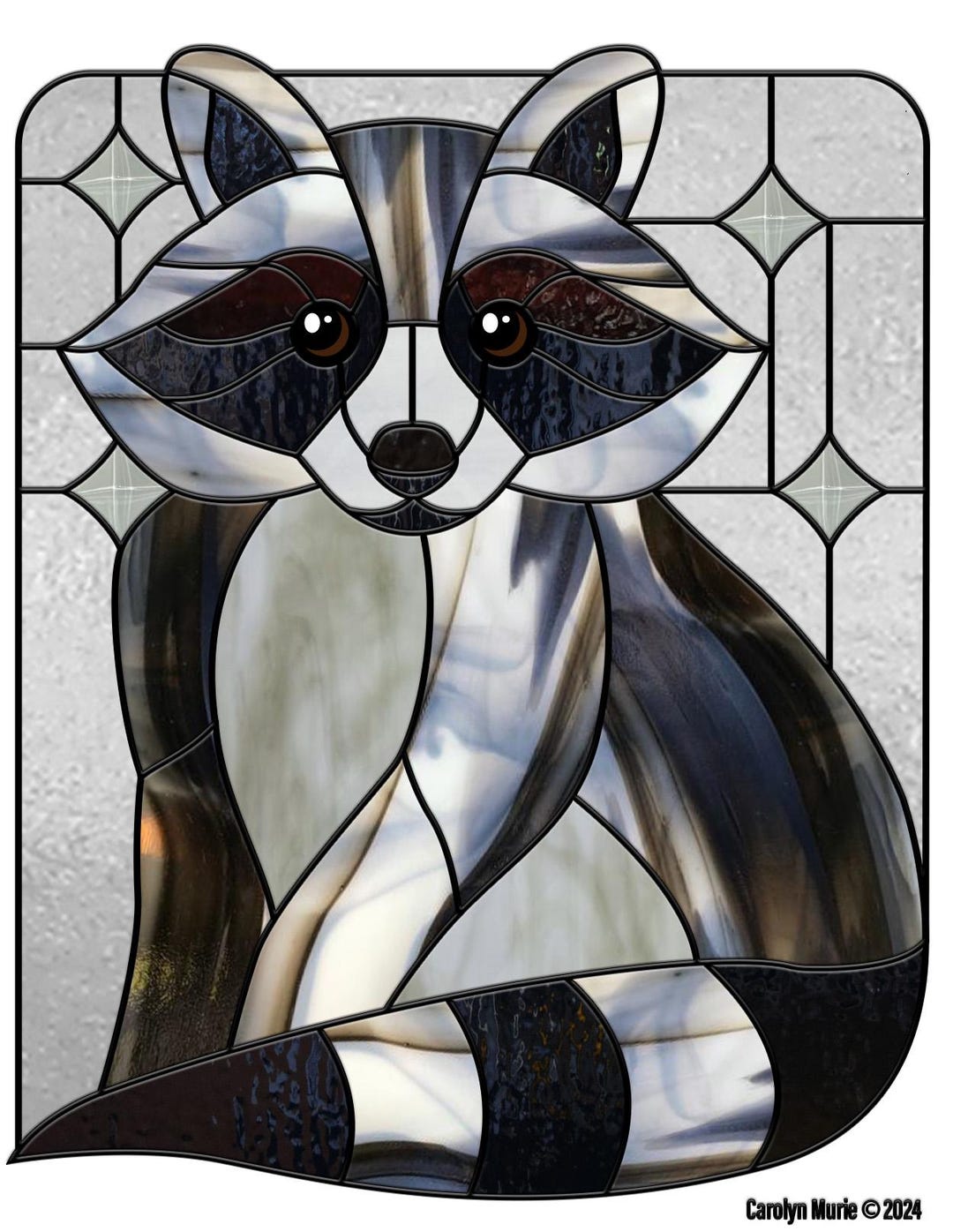 The RACCOON Spirit Animal Stained Glass Pattern - Number 53 *BONUS* in ...