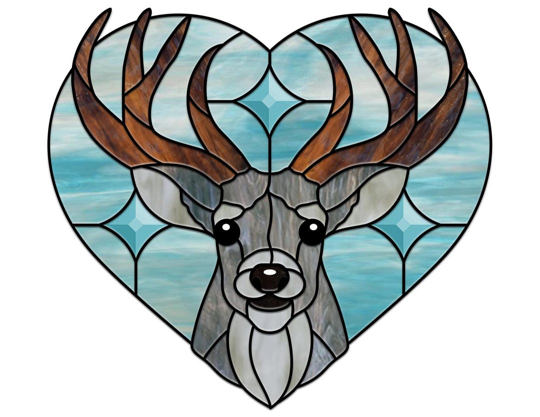 DEER - Stained Glass Pattern - #52 in the "animals of the Heart" Series ...