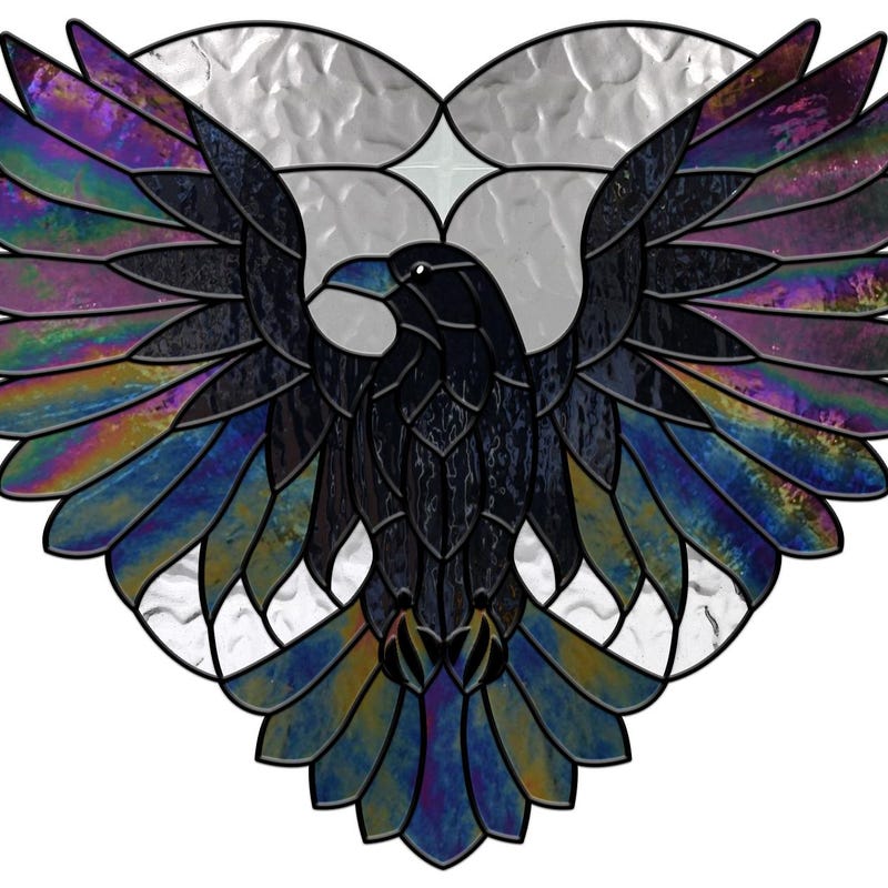 Stained Glass Raven - Etsy