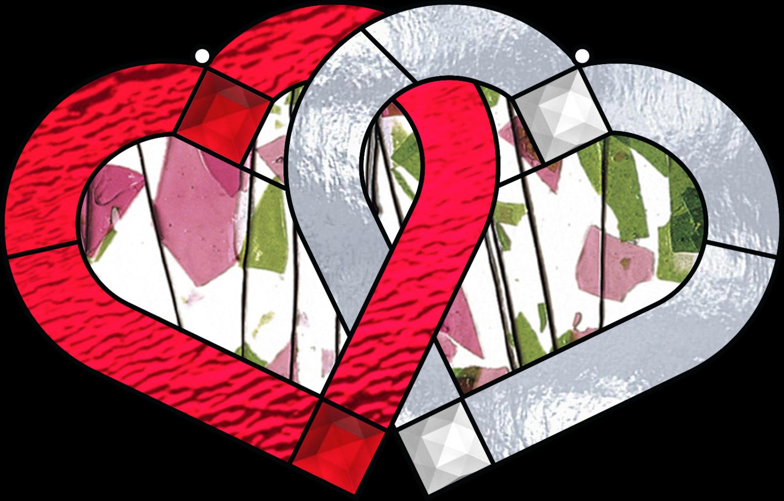 Interlocking Heart Stained Glass Pattern and Fan Lamp Pattern - Etsy