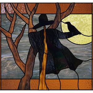 Spooky Scarecrow Halloween Stained Glass Pattern - Halloween Panel - Etsy