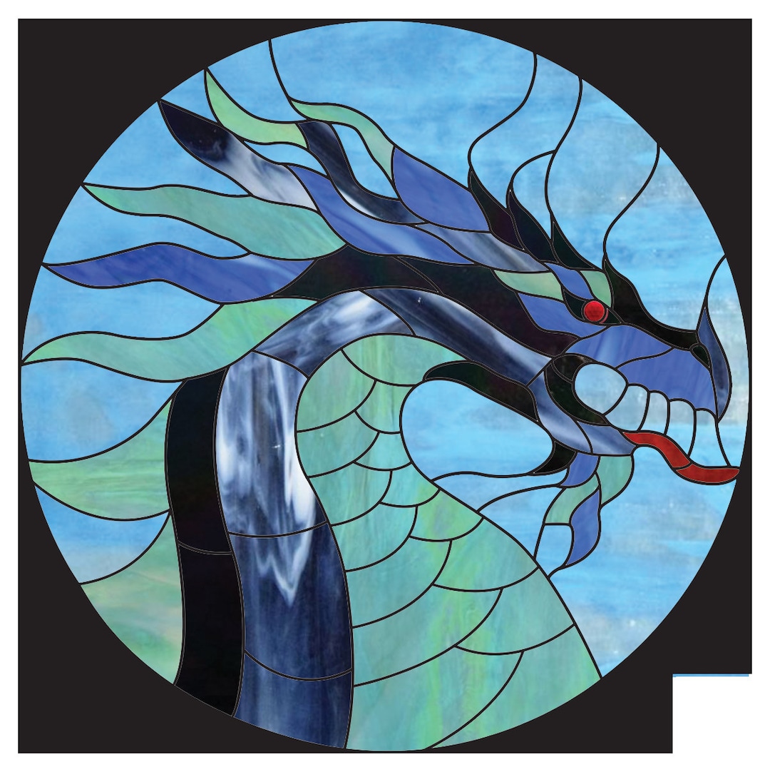 Screaming Dragon Stained Glass Pattern - 8 Inch PDF Download to Scale ...