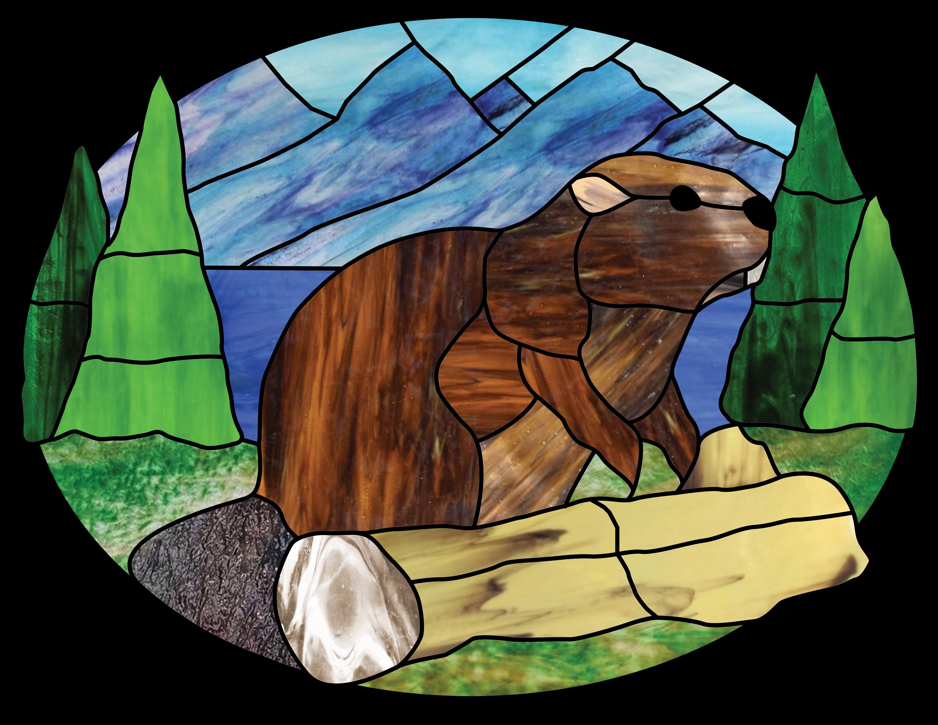 Mountain Beaver Stained Glass Pattern PDF Printable Download - Etsy