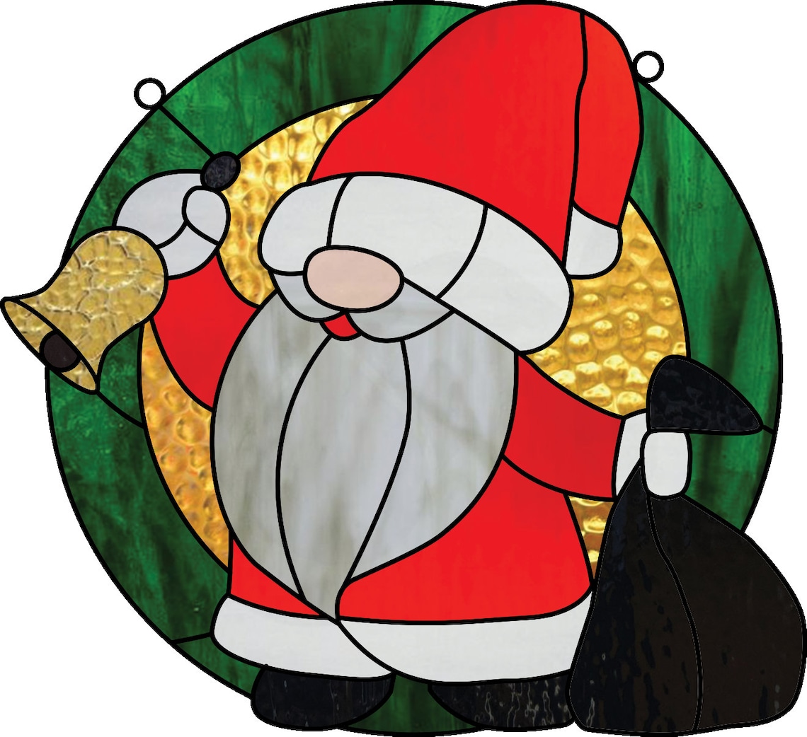 Santa Gnomes and Nutcracker Soldier Christmas Patterns Stained Glass ...