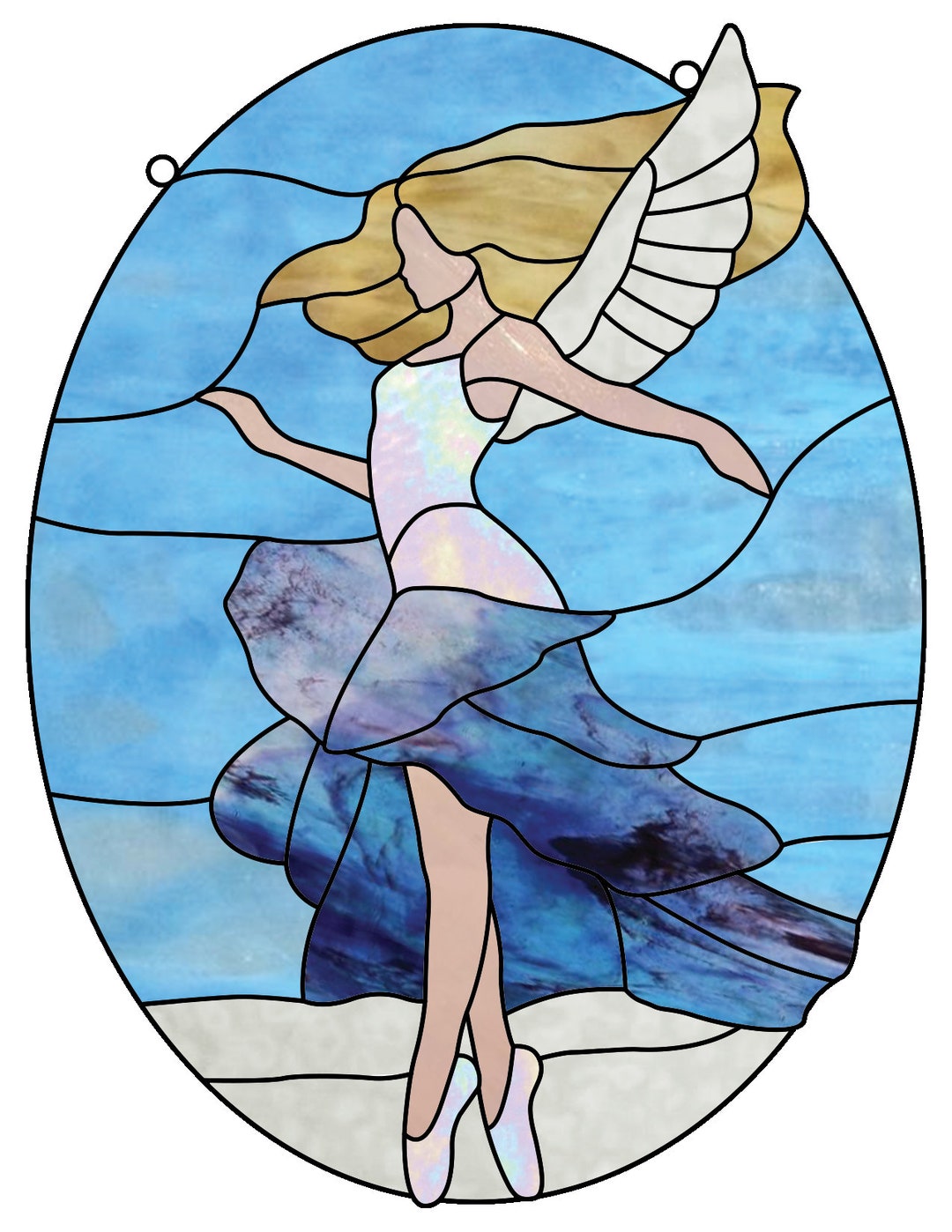 ANGEL BALLERINA Stained Glass Pattern Oval Suncatcher - Etsy