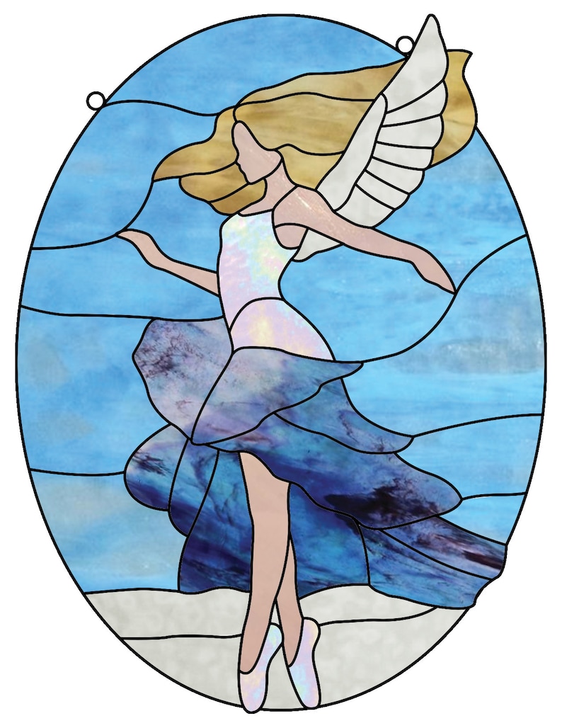 ANGEL BALLERINA Stained Glass Pattern Oval Suncatcher - Etsy
