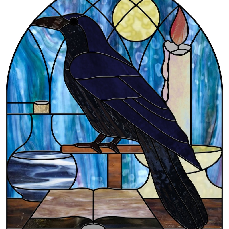 Stained Glass Raven - Etsy