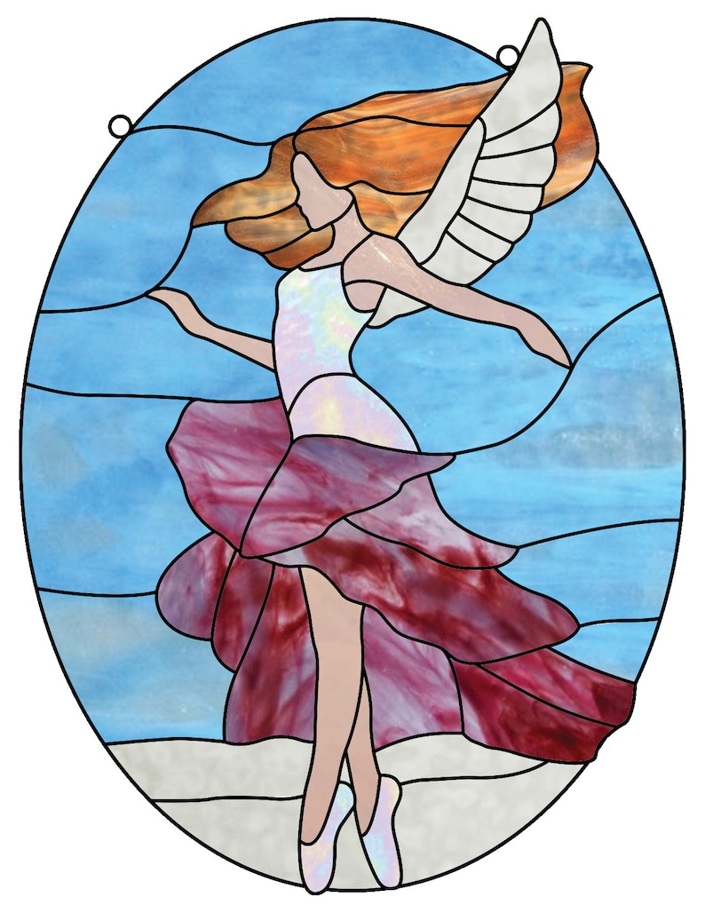 ANGEL BALLERINA Stained Glass Pattern Oval Suncatcher - Etsy