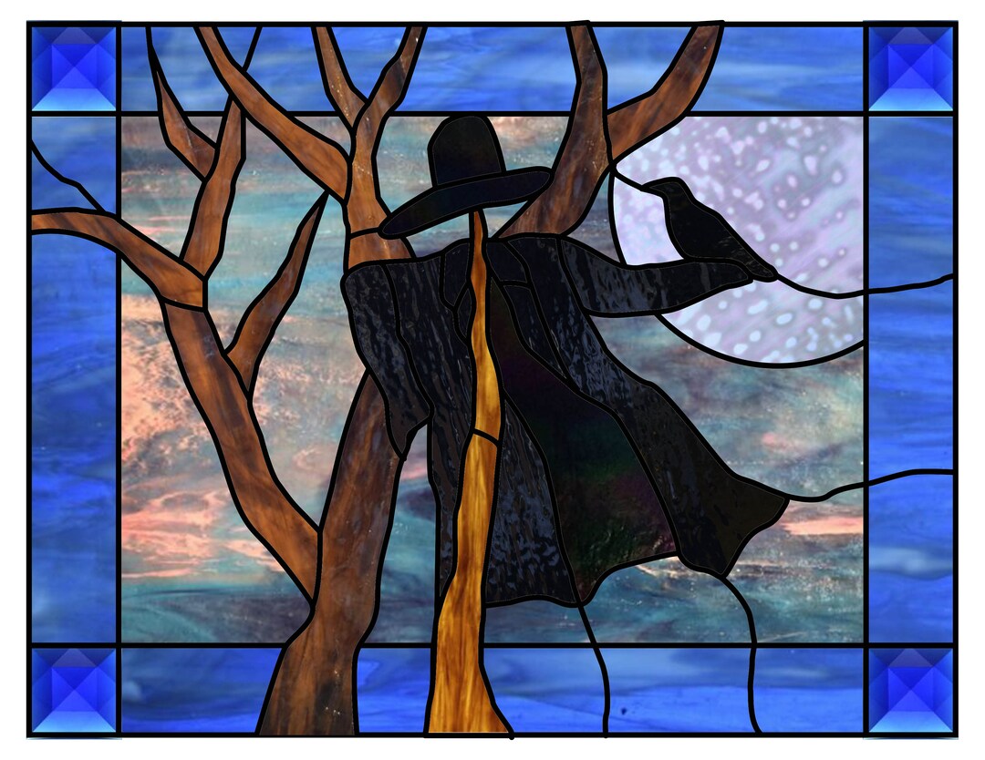 Spooky Scarecrow Halloween Stained Glass Pattern - Halloween Panel - Etsy