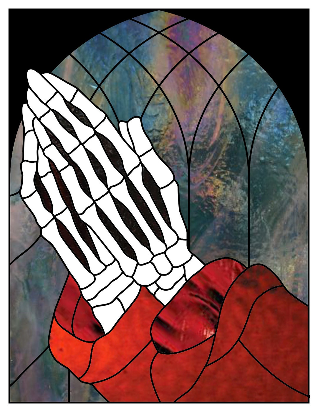 Eternal Praying Hands - Gothic Hands - Skeleton Hands in Prayer Stained ...