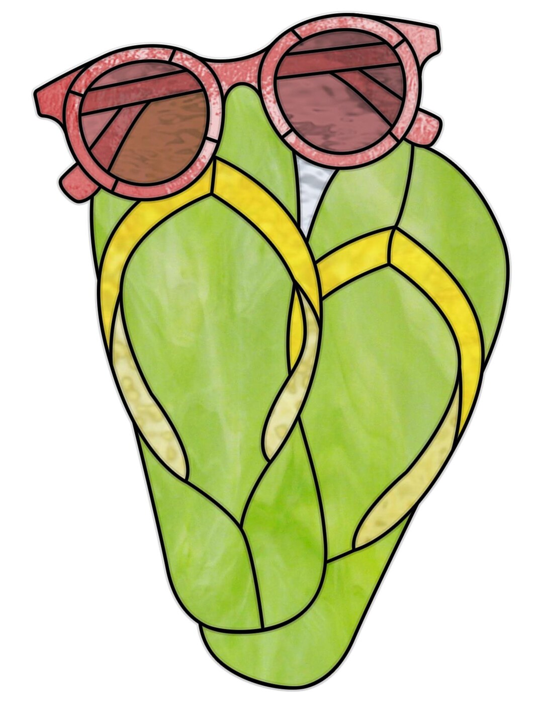 Flip Flop Shades Stained Glass Pattern - Printable Download and Cricut ...