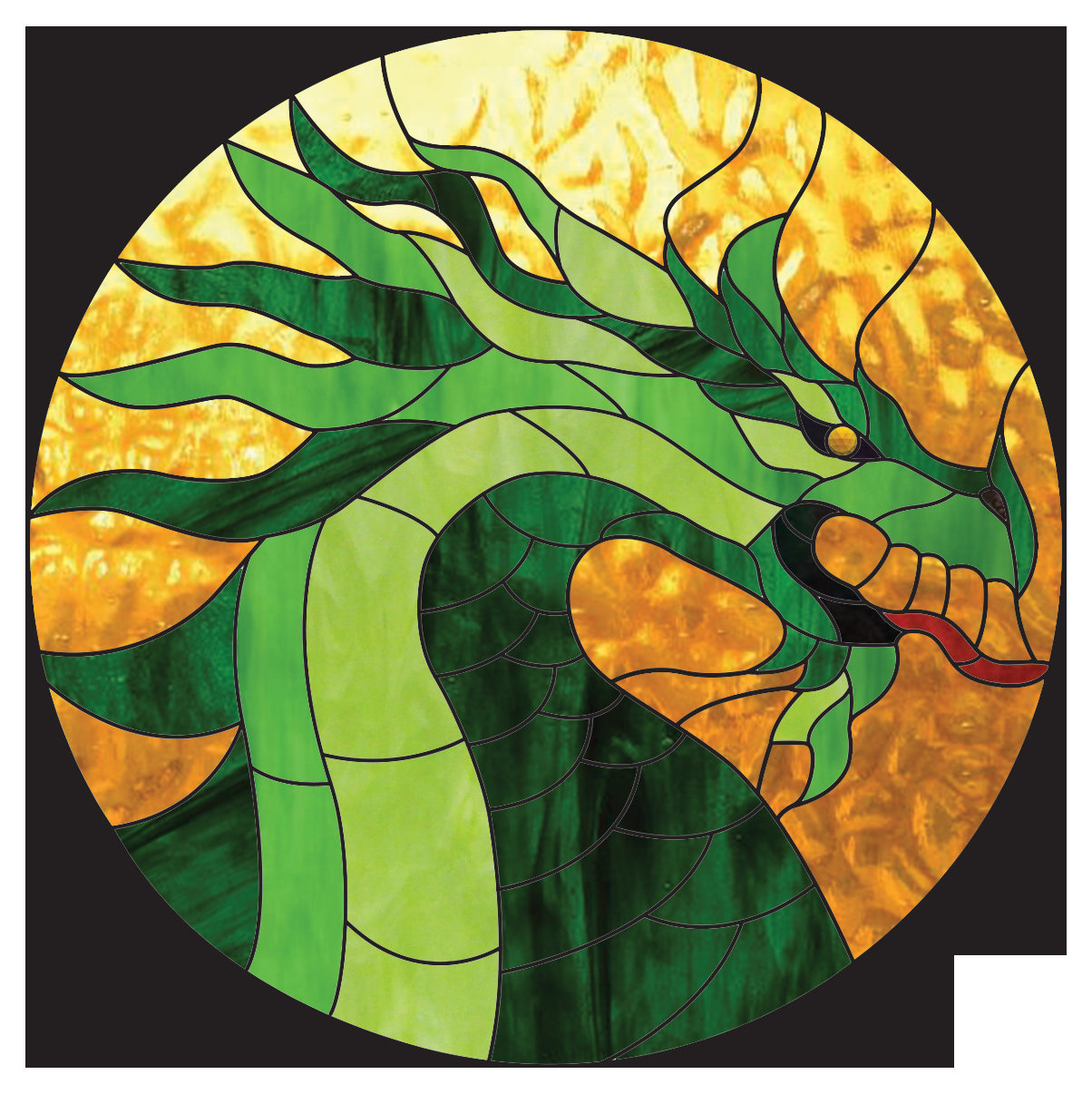 Screaming Dragon Stained Glass Pattern - 8 Inch PDF Download to Scale ...