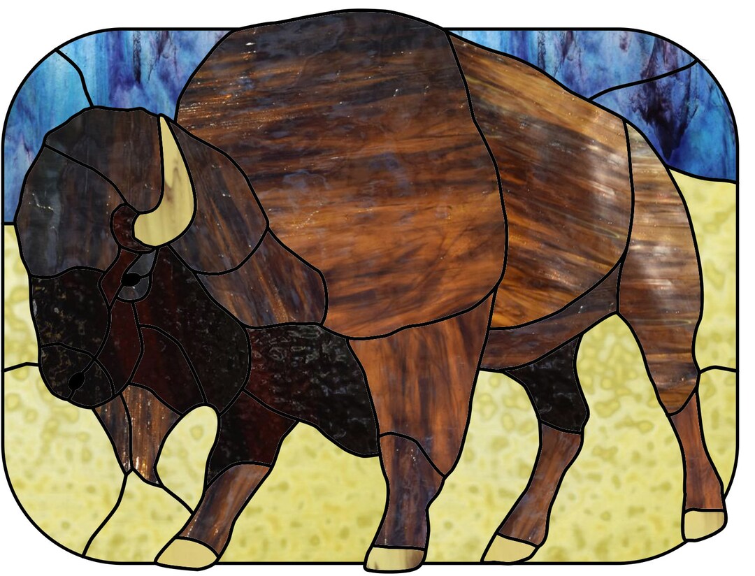 The BISON Spirit Animal Stained Glass Pattern - Number 34 in the Spirit ...