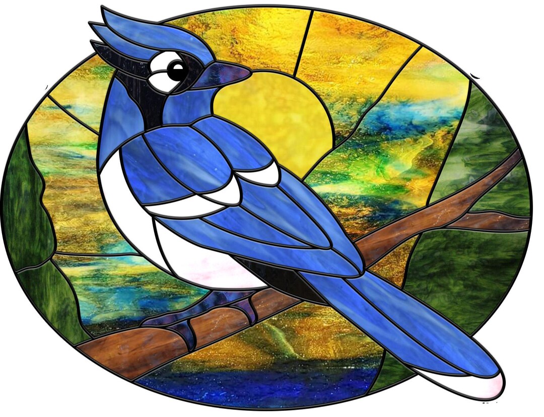 The BLUE JAY Spirit Animal Stained Glass Pattern - Number 45 in the ...