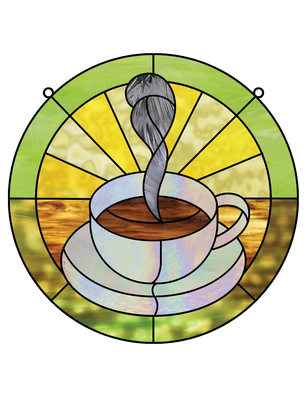Cup of Sunshine Stained Glass Pattern - Coffee Stained Glass - Etsy