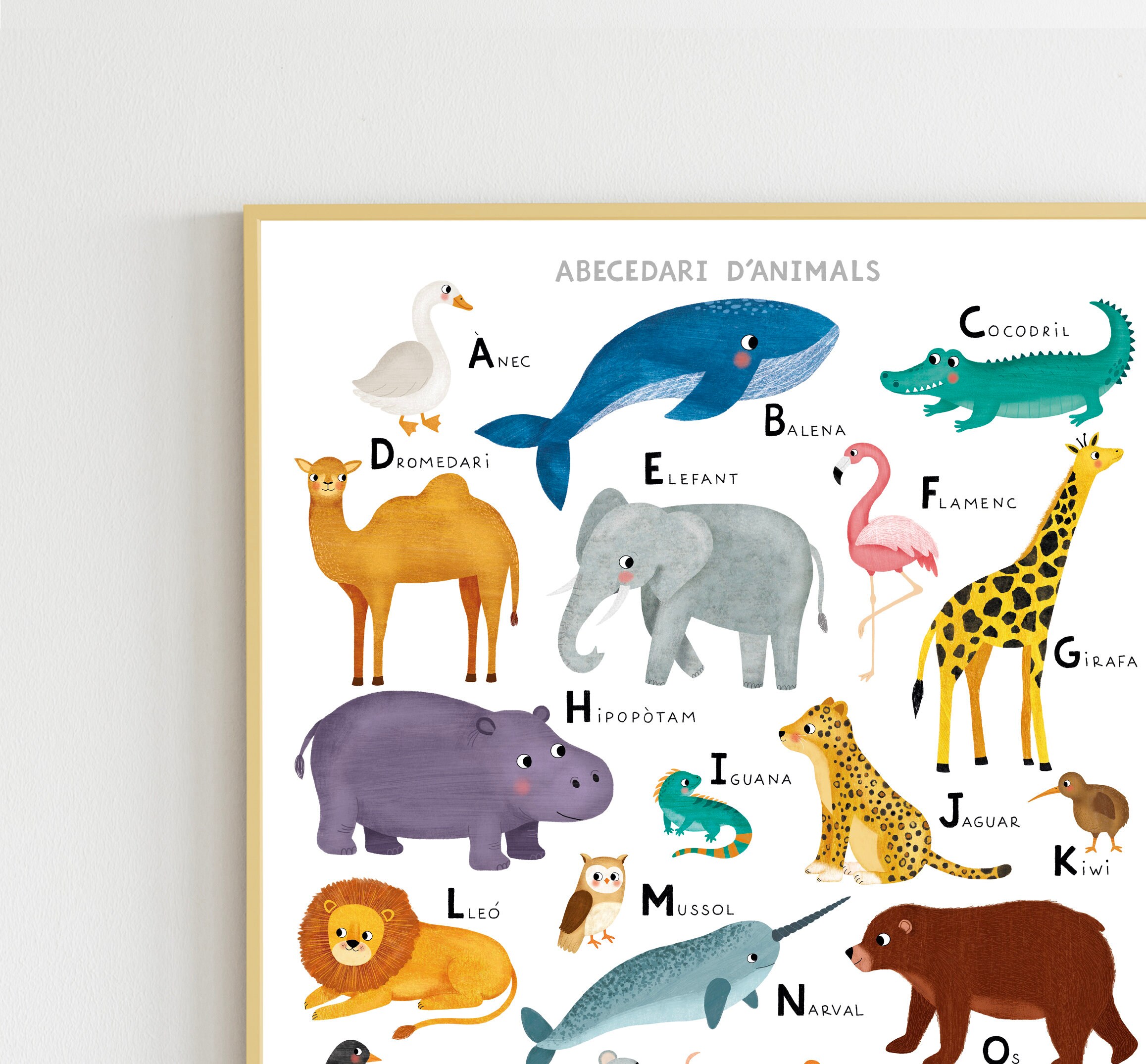 Láminas Alfabeto animal Catalán Print A3 - Etsy España