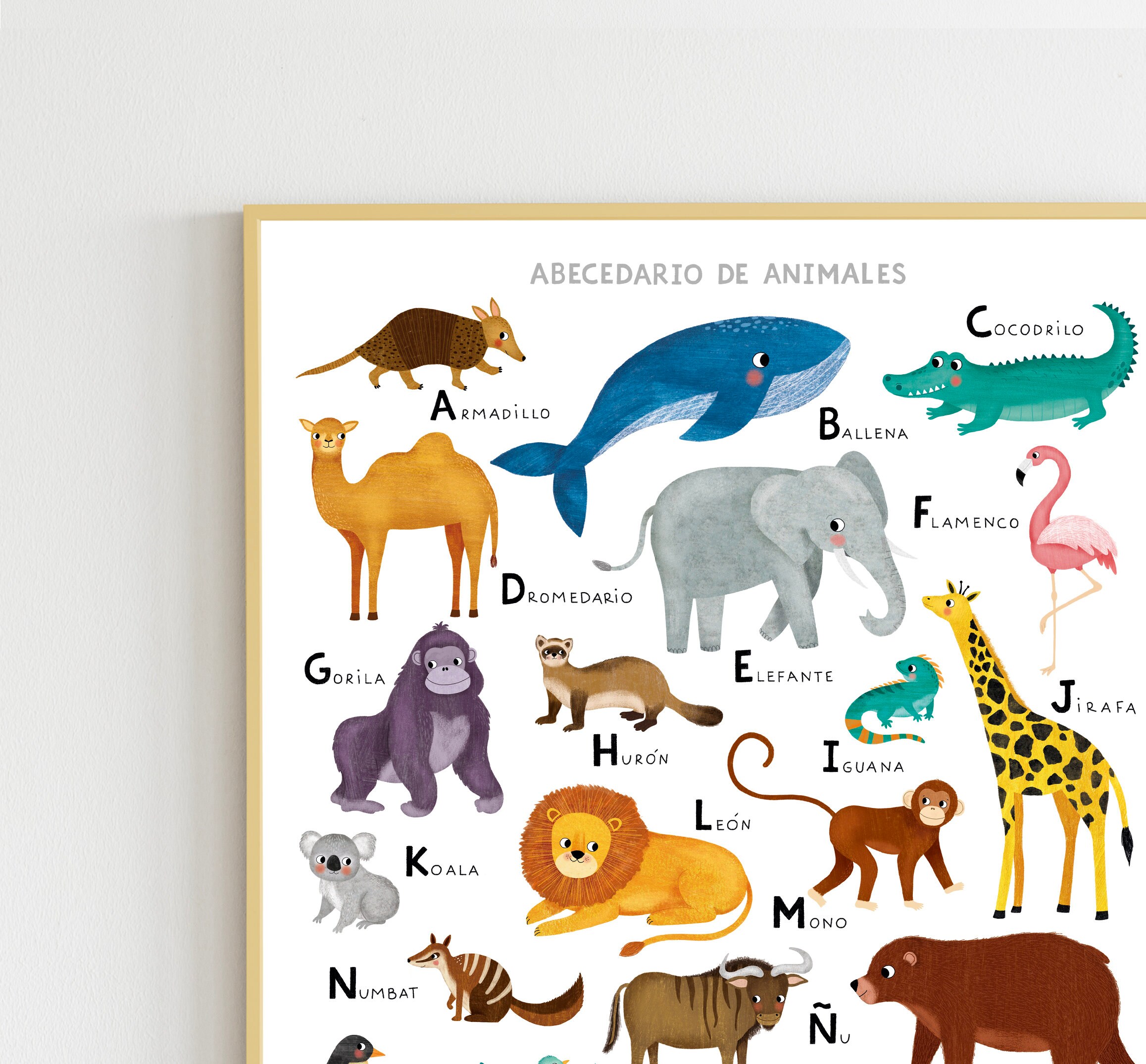 Sheets Animal Alphabet Spanish Print A3 - Etsy