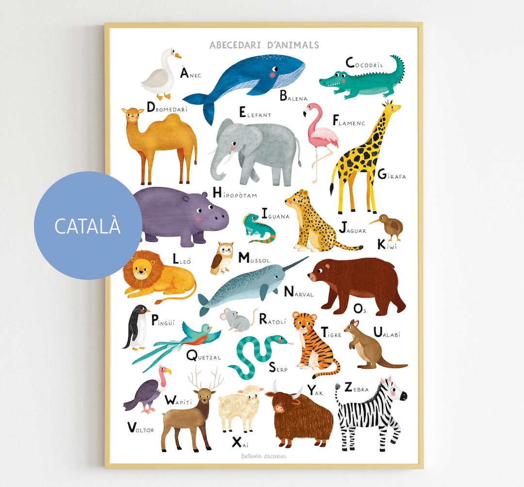 Láminas Alfabeto animal Catalán Print A3 - Etsy España